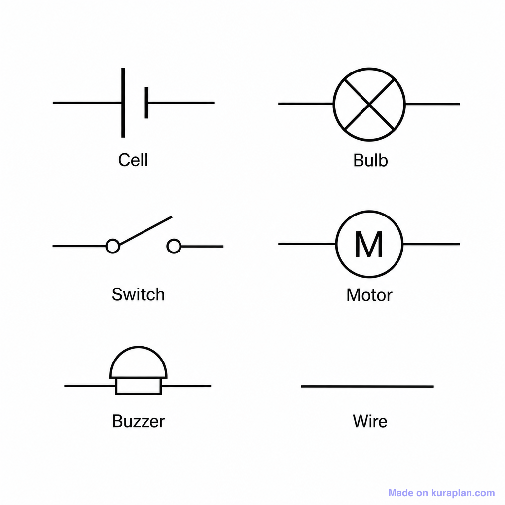 Circuit Symbol Key — Free Printable Diagram for Teachers | Kuraplan