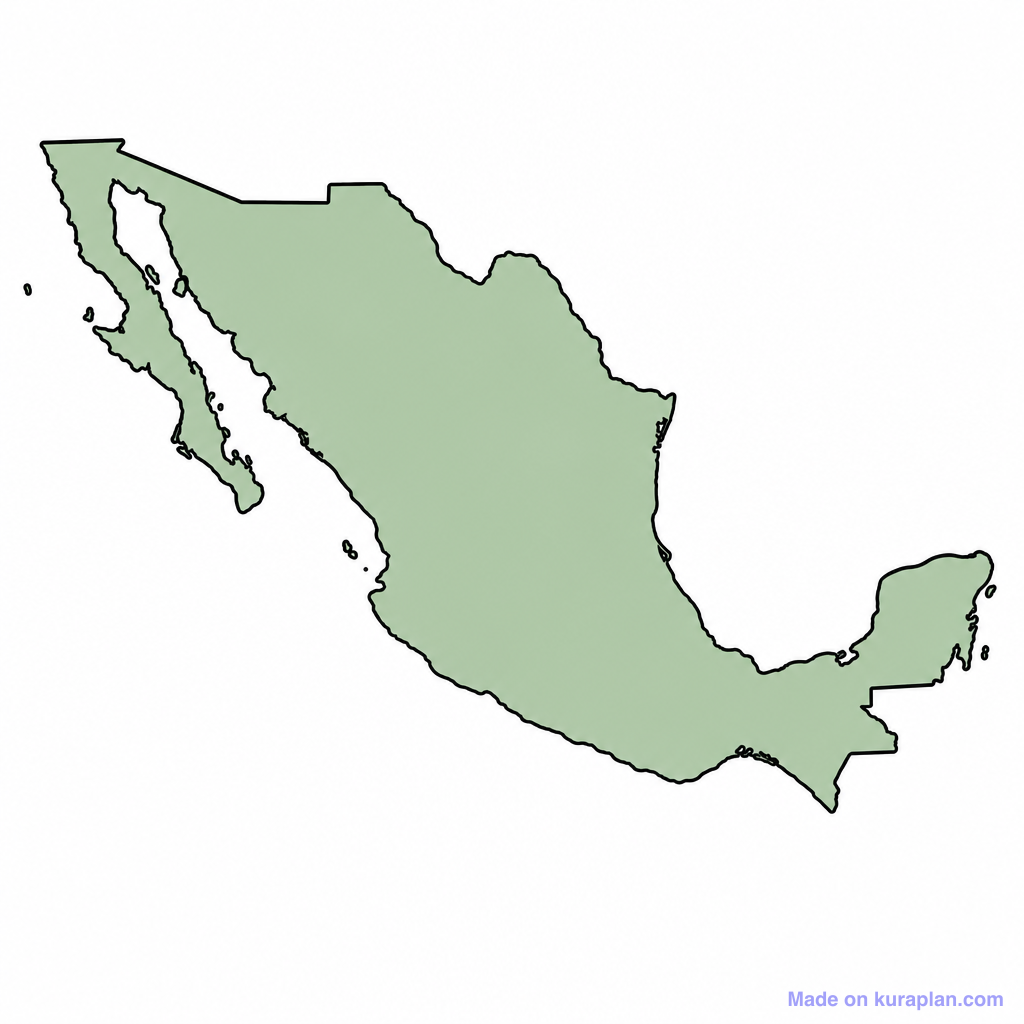 Mexico Map Outline — Free Printable Diagram for Teachers | Kuraplan