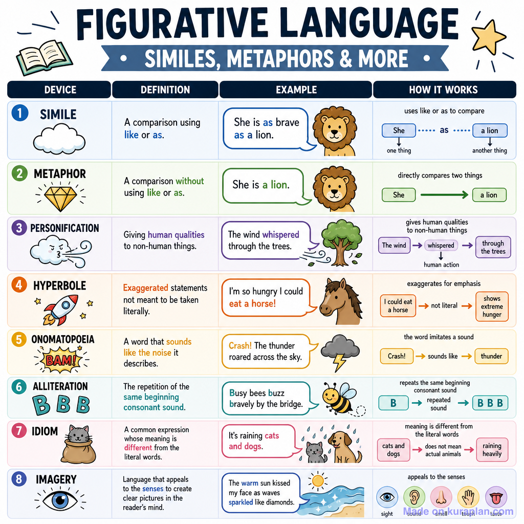 Figurative Language: Similes, Metaphors & More (detailed) — Free ...