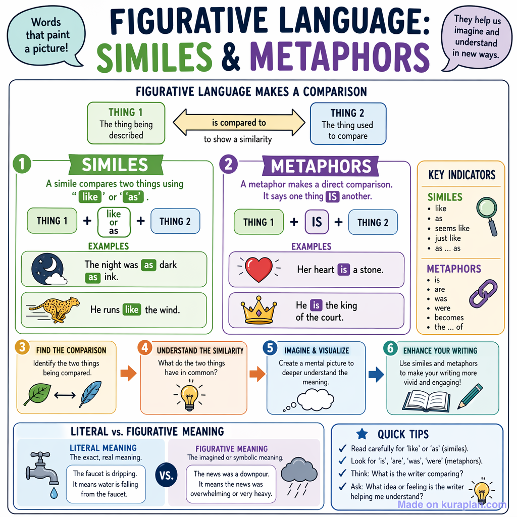 Figurative Language: Similes & Metaphors (detailed) — Free Printable ...