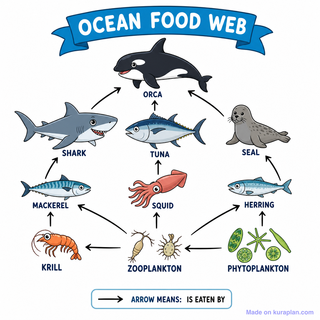 Food Web Ocean Template — Free Printable Diagram for Teachers | Kuraplan