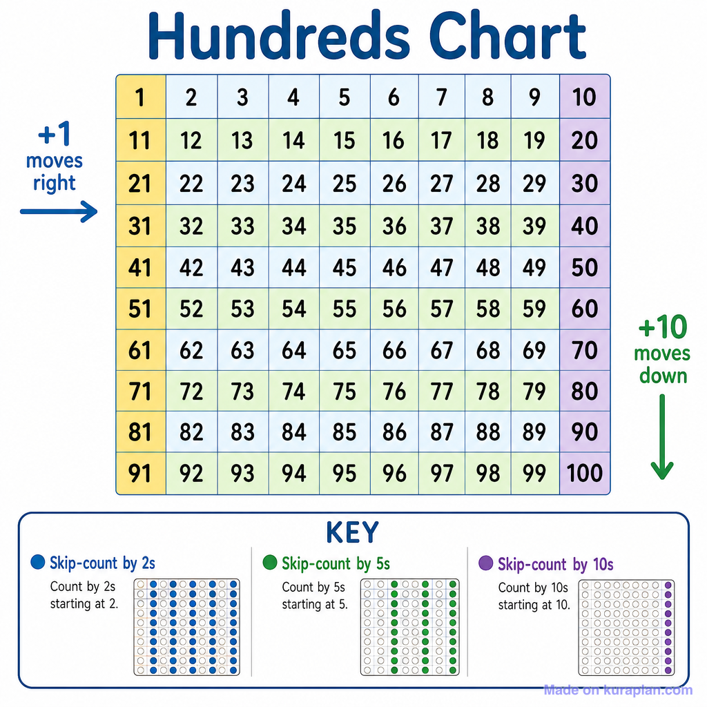 Hundreds Chart (1 to 100) (simple) — Free Printable Clipart for ...