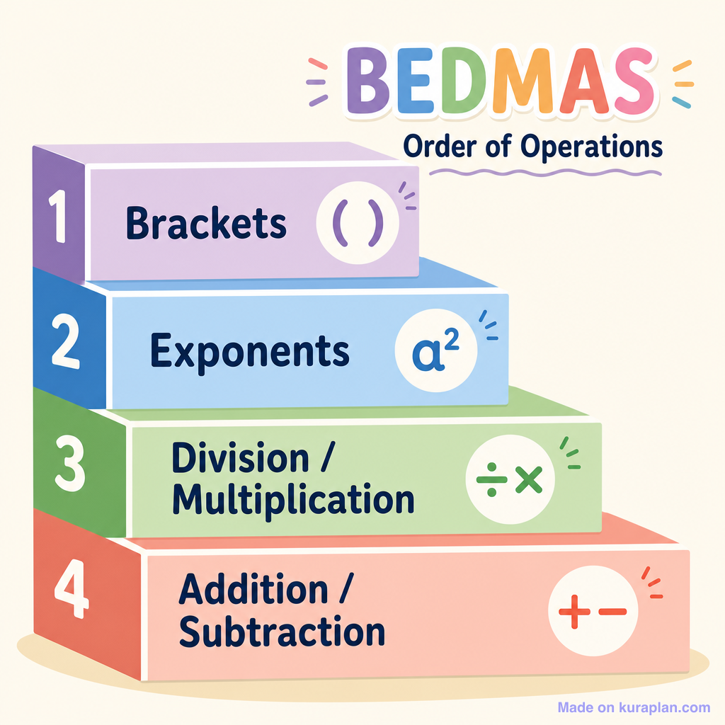 BEDMAS order of operations — Free Printable Diagram for Teachers | Kuraplan