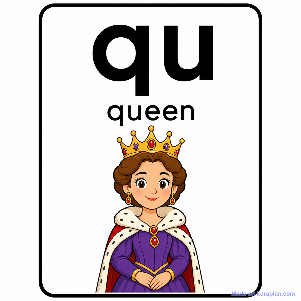 Phonics Sound "qu" — queen — Free Printable Clipart for Teachers | Kuraplan