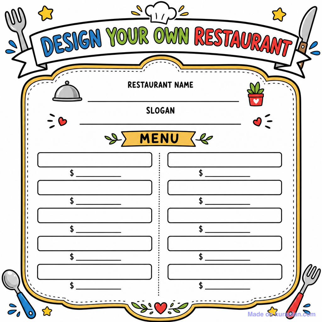Design Your Own Restaurant — Free Printable Clipart for Teachers | Kuraplan