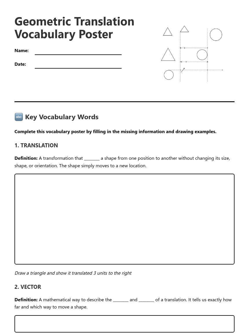 Geometric Translation Vocabulary Poster — Free Printable Worksheet for ...
