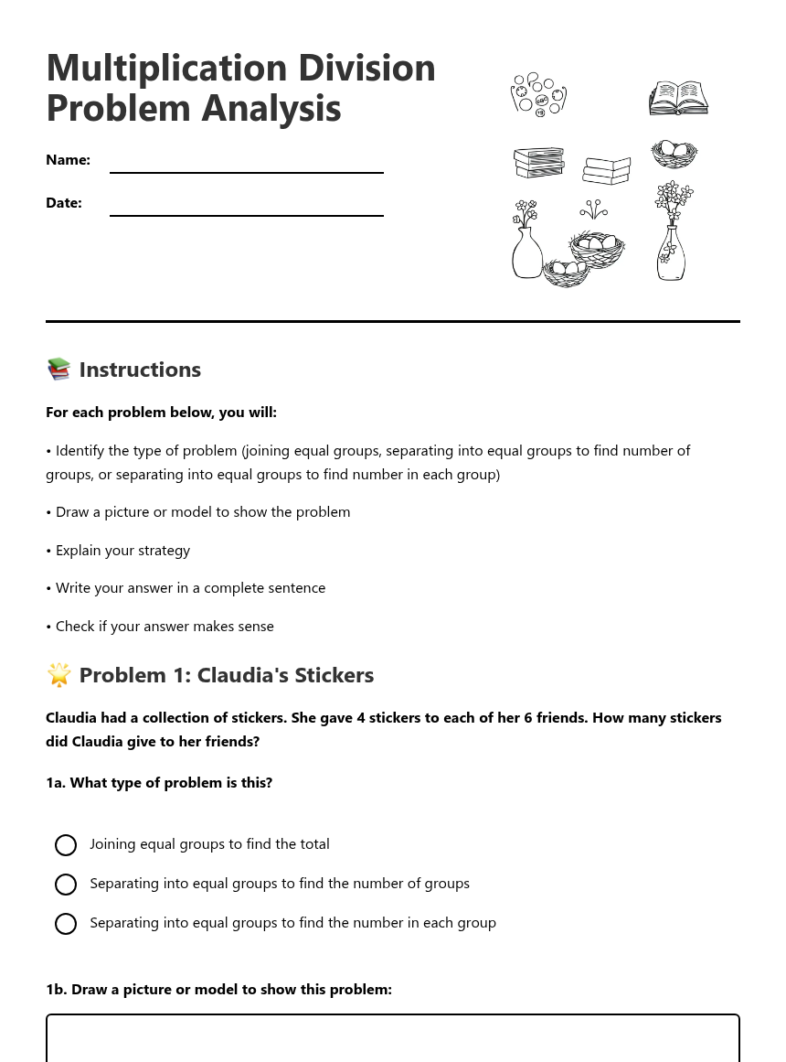 Multiplication Division Problem Analysis — Free Printable Worksheet for ...