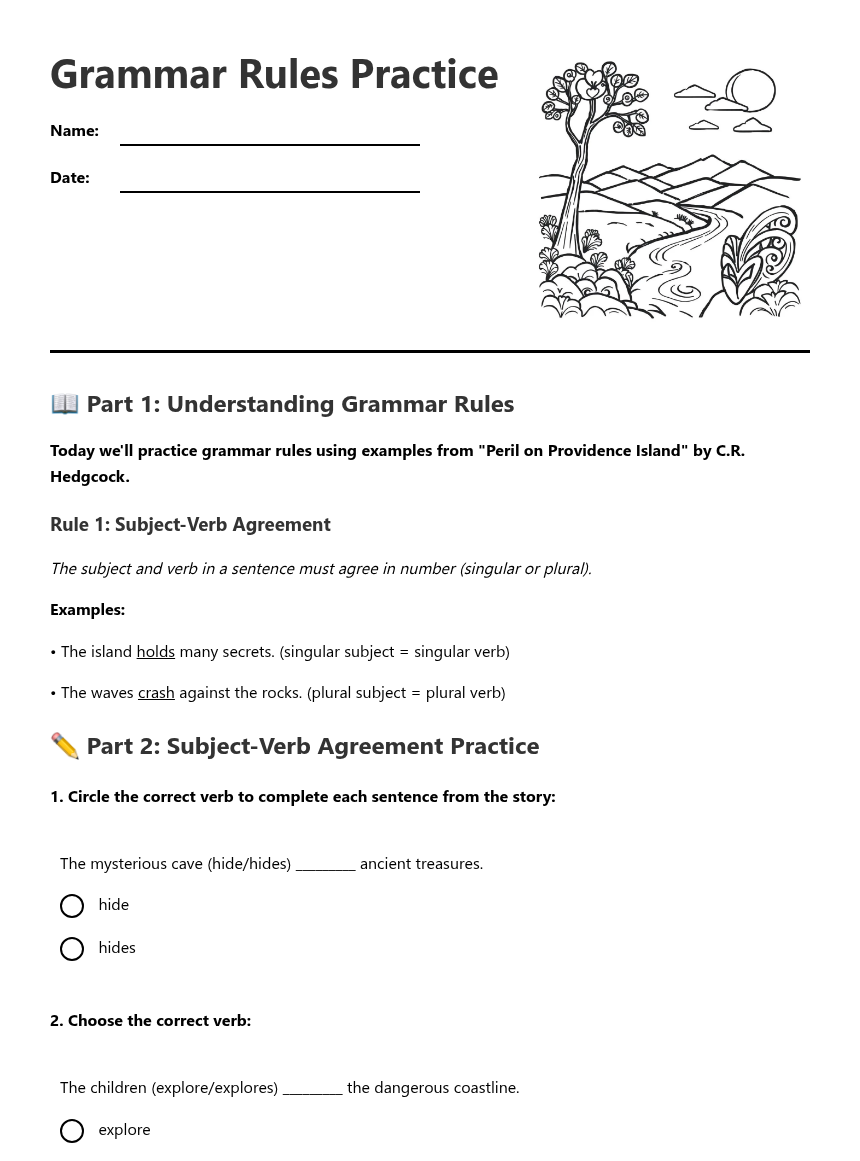 Grammar Rules Practice — Free Printable Worksheet | Kuraplan