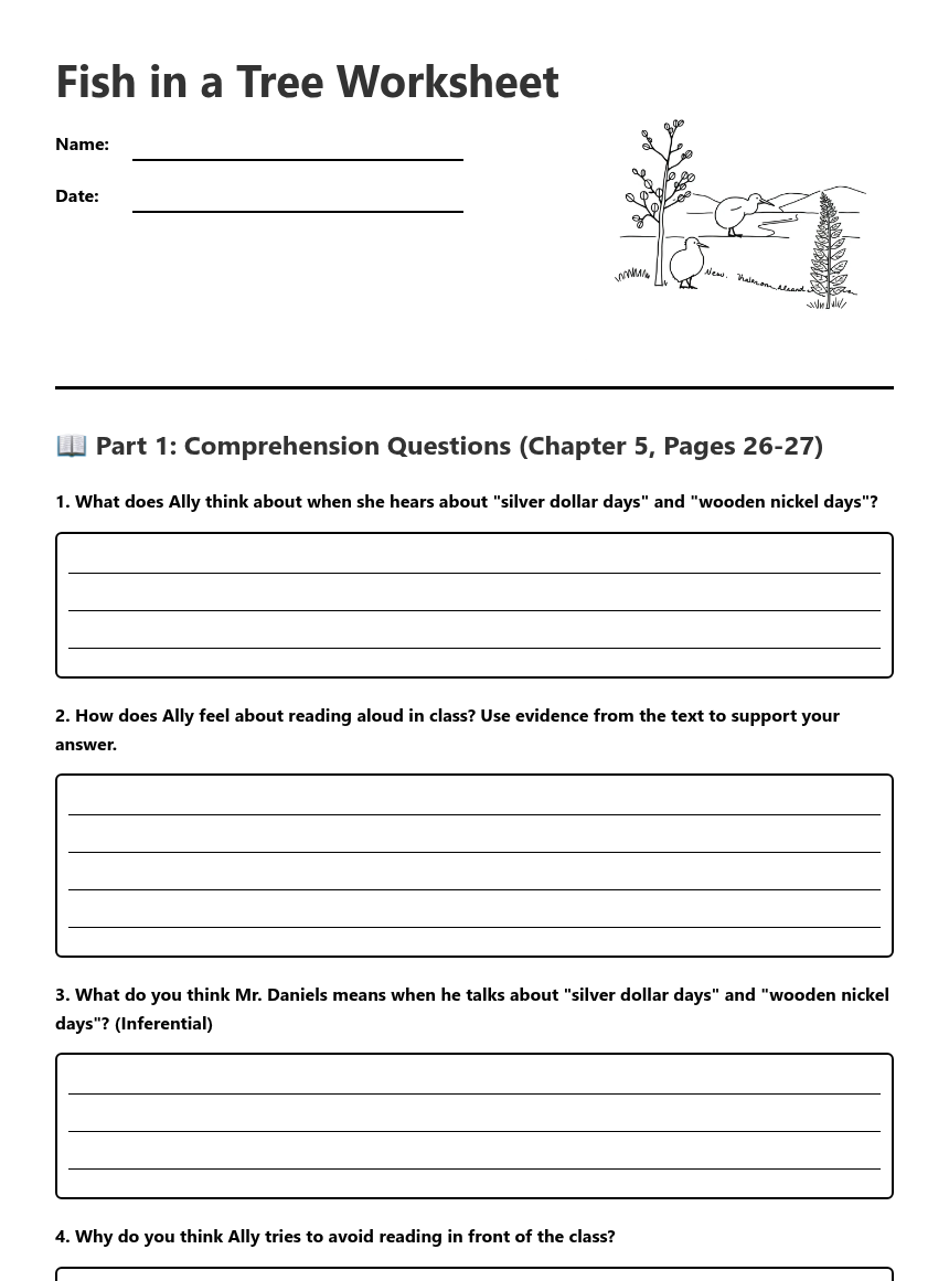 Fish in Tree Worksheet — Free Printable Worksheet for English | Kuraplan