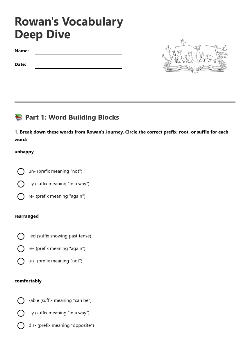 Rowan's Vocabulary Deep Dive — Free Printable Worksheet for English ...