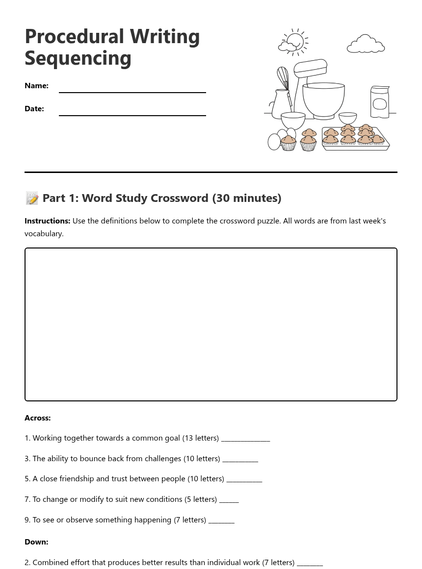 Procedural Writing Sequencing — Free Printable Worksheet for English ...