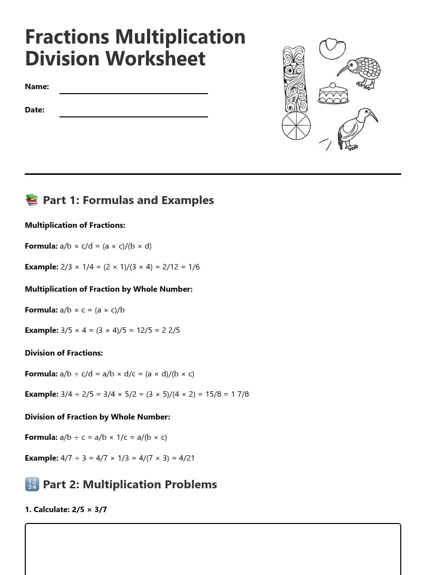 Fractions Multiplication Division Worksheet — Free Printable Worksheet ...
