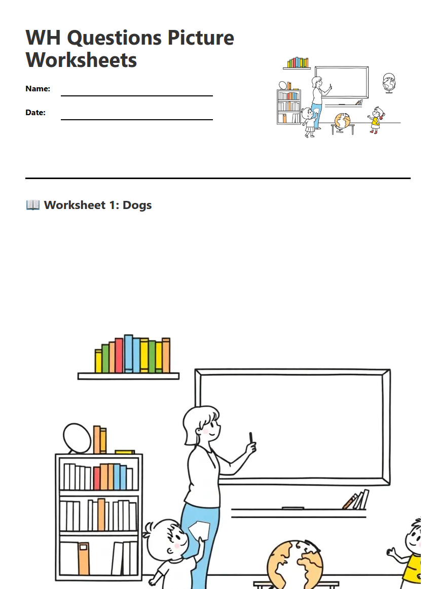 WH Questions Picture Worksheets — Free Printable Worksheet for English ...