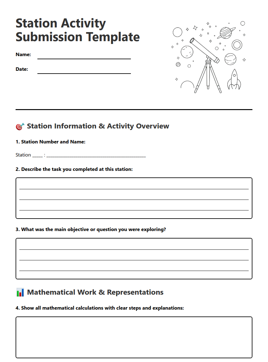 Station Activity Submission Template — Free Printable Worksheet for ...