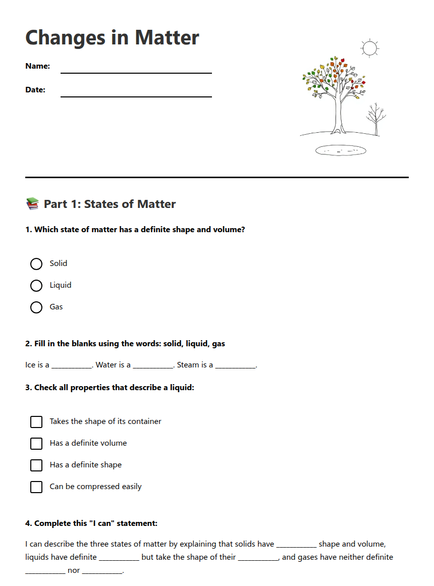 Worksheet Changes In Matter Worksheets Worksheet Fun Worksheet
