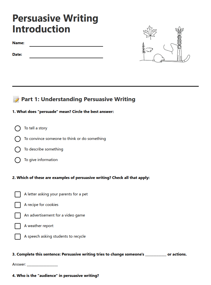Persuasive Writing Introduction | Kuraplan