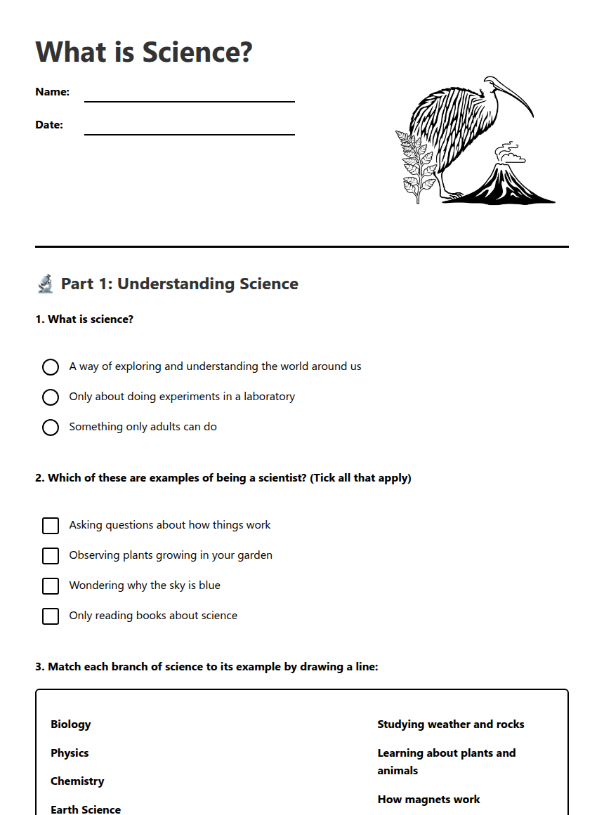 What is Science? — Free Printable Worksheet for Science | Kuraplan