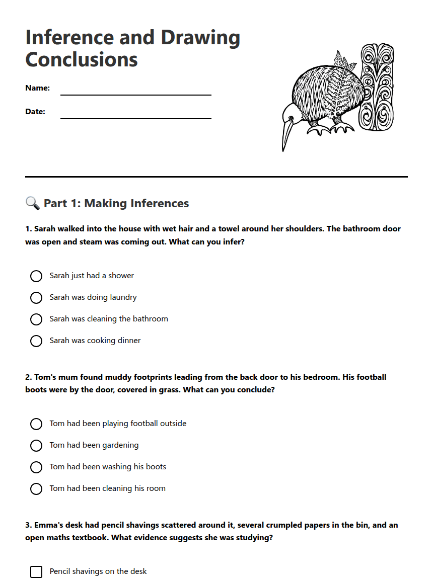 Inference and Drawing Conclusions — Free Printable Worksheet for ...